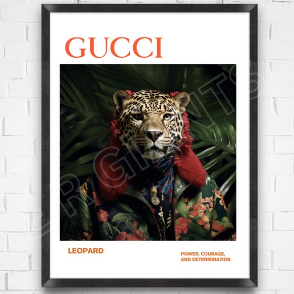 RODEO DRIVE DESIGNS | Art | Gucci Leopard Print 1 X 14 Gucci Wall Decor ...